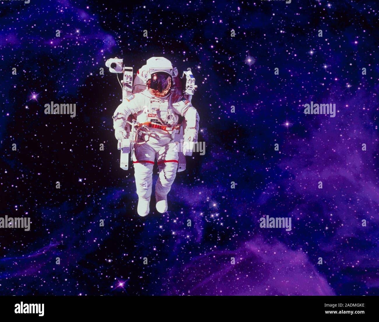 Space walk. Composite computer artwork of an astronaut performing a ...