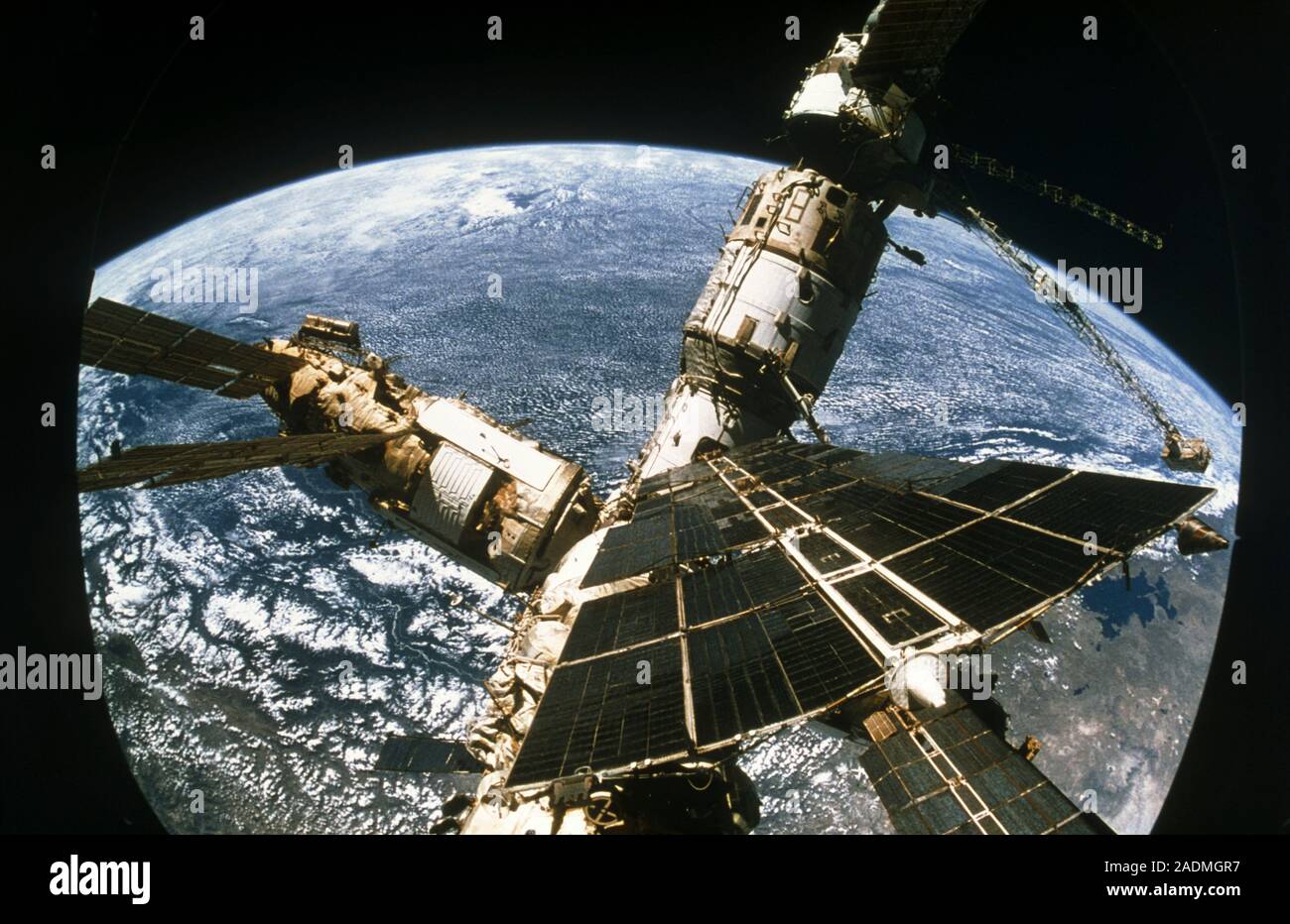 Mir. View from the space shuttle Atlantis of the Russian space station ...
