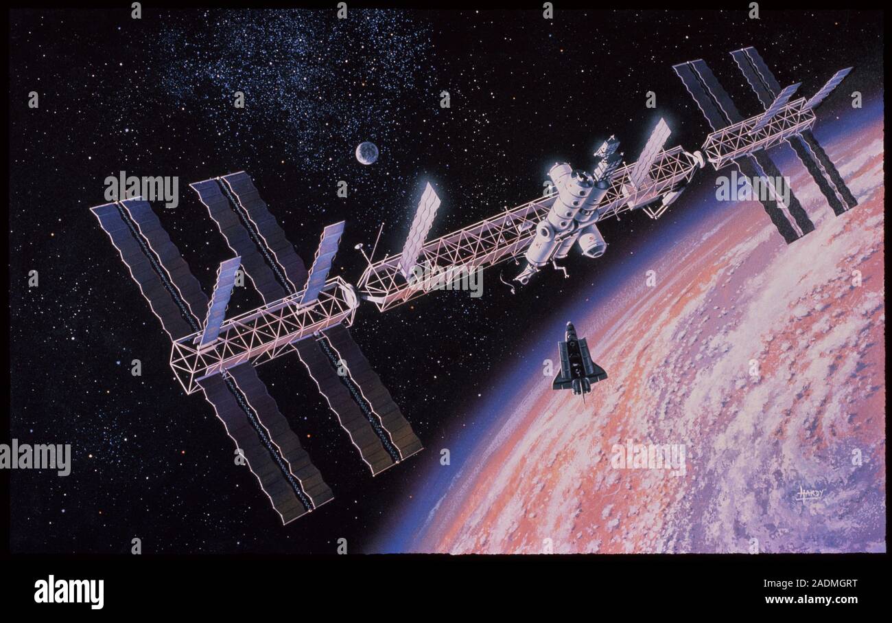 Artist's impression of the Freedom space station in orbit. This ...