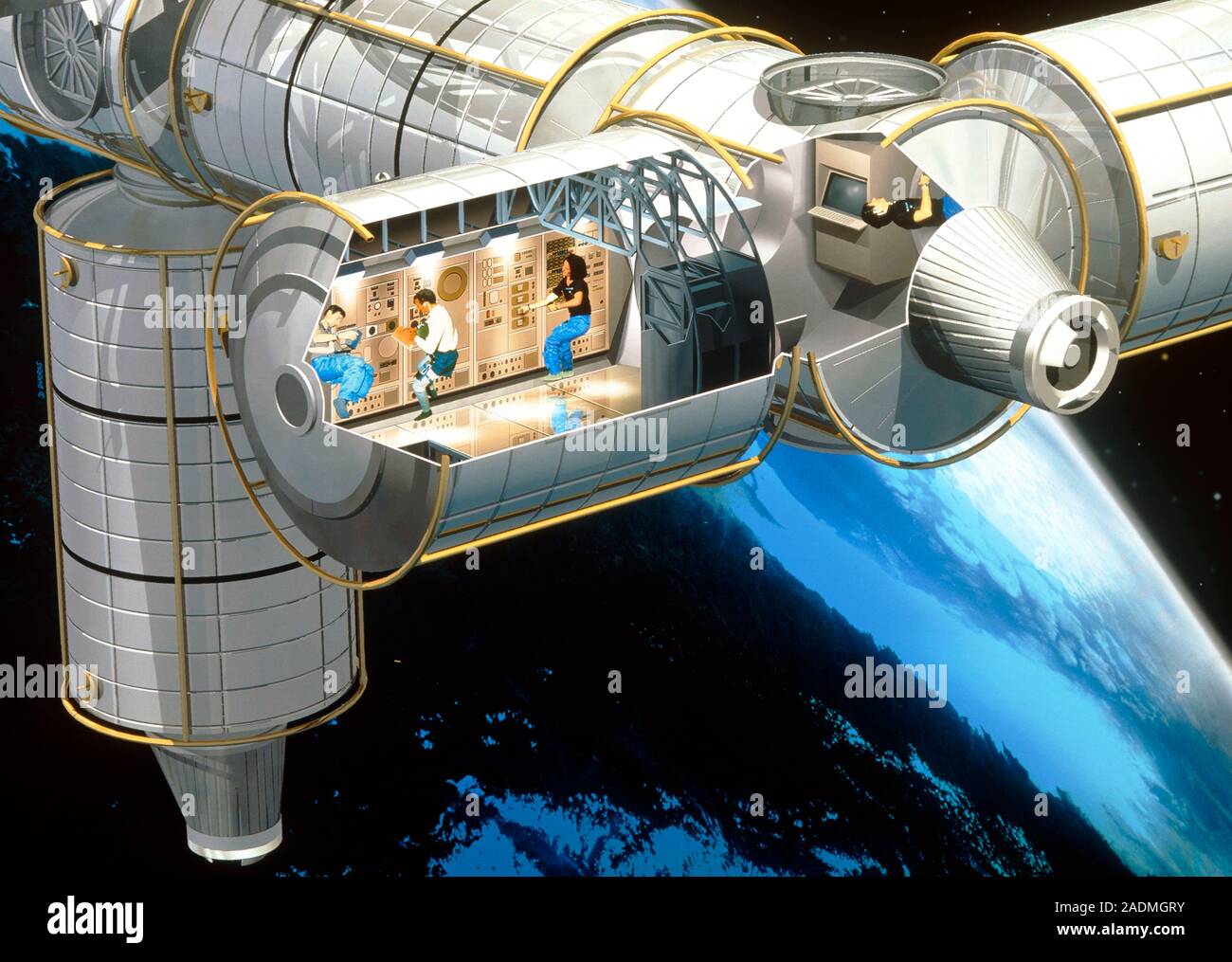 Columbus module. Cut-away artwork showing the interior of the Columbus ...