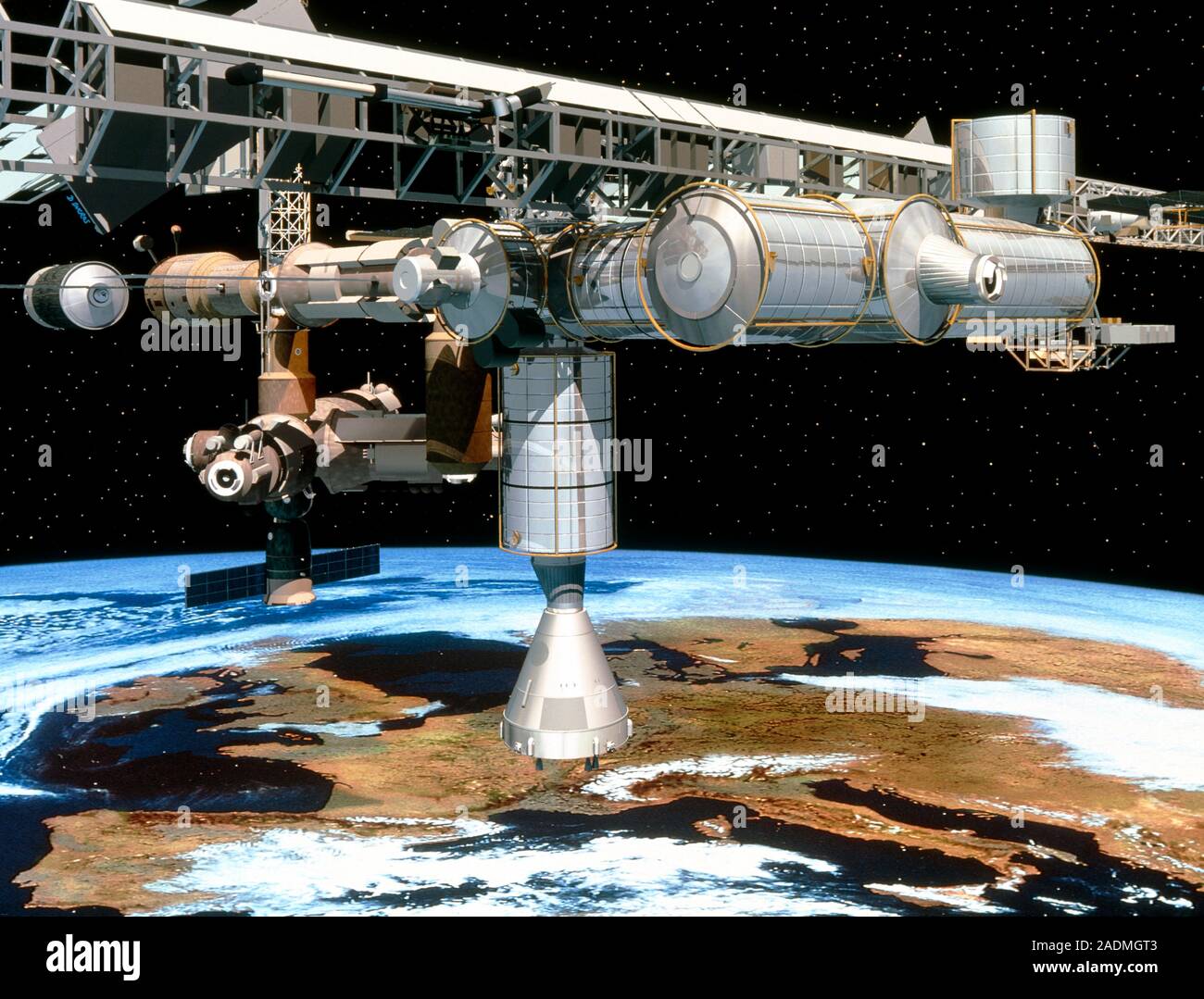 International Space Station (ISS). Artwork of the International Space ...