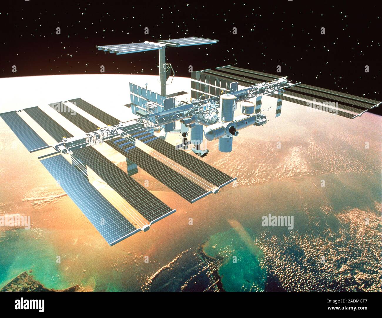 International Space Station (ISS). Computer compo- site artwork of the ...