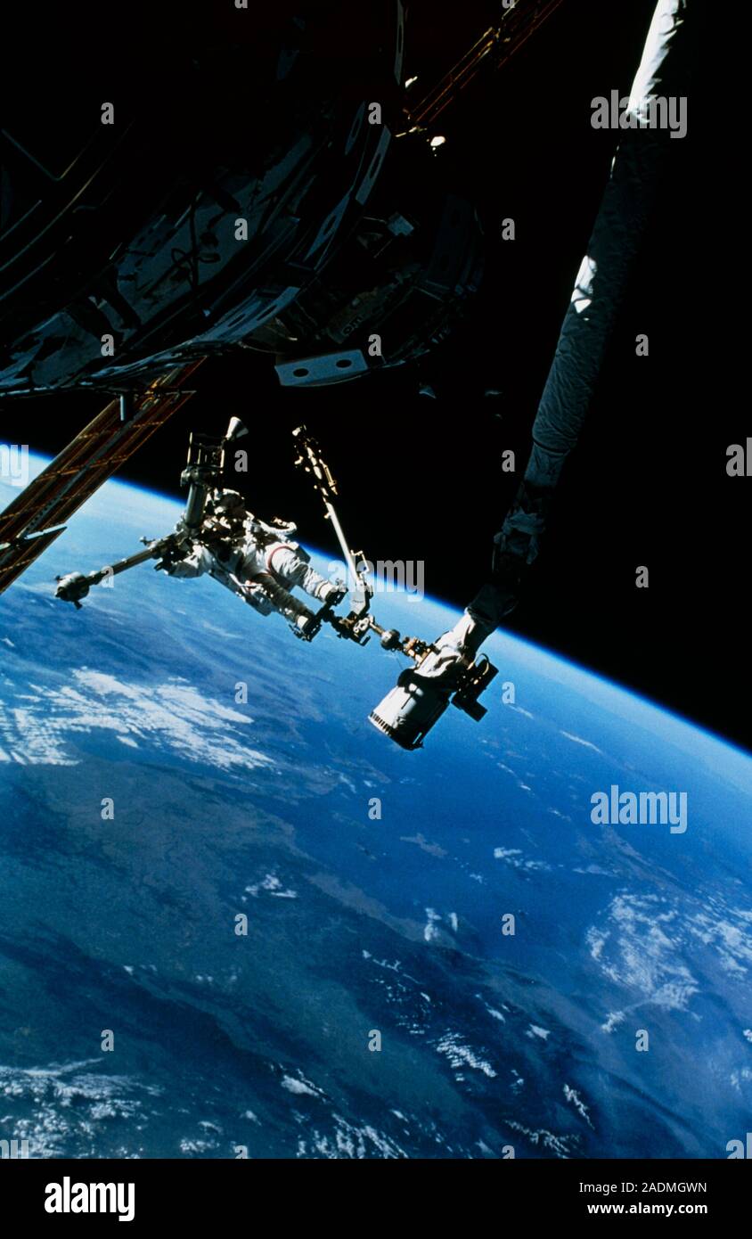Spacewalk. View of mission specialist Tamara E. Jernigan during a ...