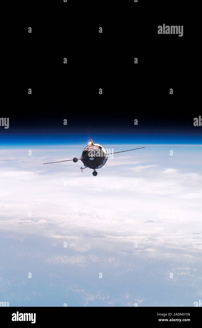 ISS supply vessel. Progress supply vehicle (not manned) approaching the ...