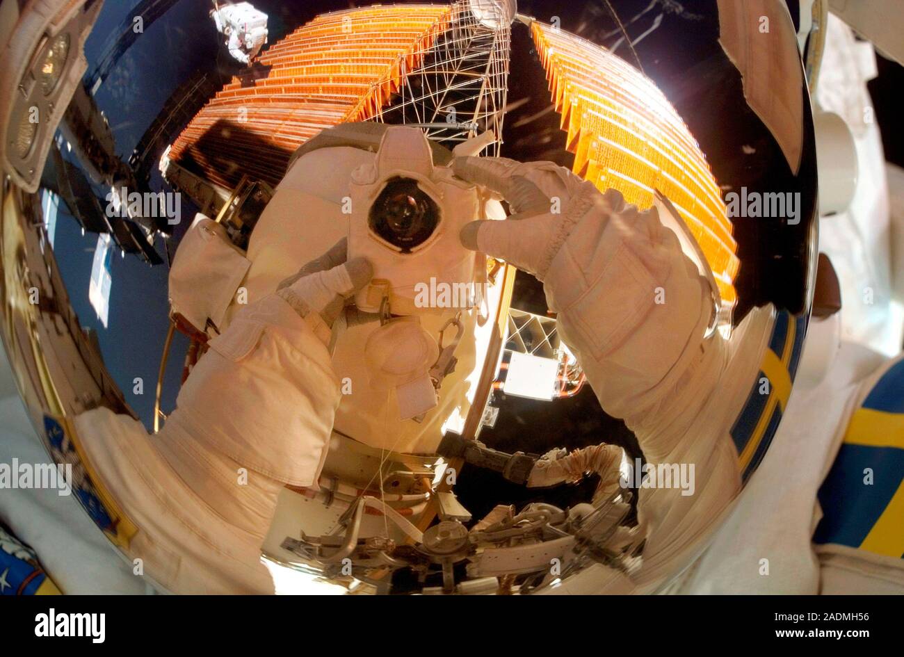 International Space Station construction. Swedish astronaut Christer ...