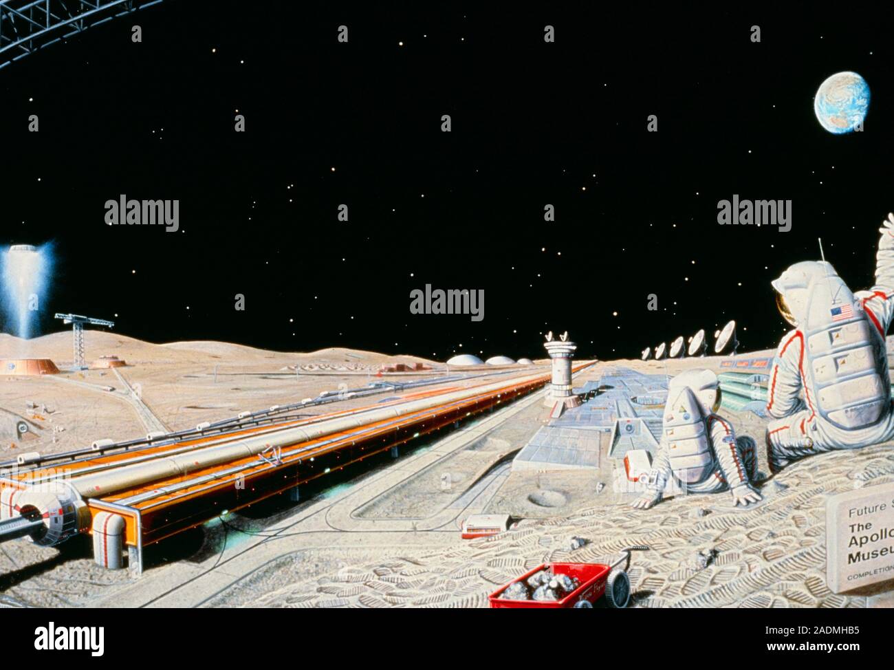 Artist's impression of a future Lunar Supply Base with a lunar mass ...
