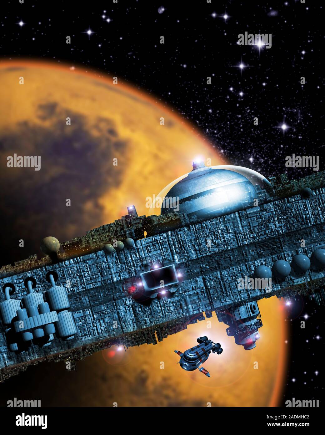 Space station orbiting Mars, computer artwork Stock Photo - Alamy