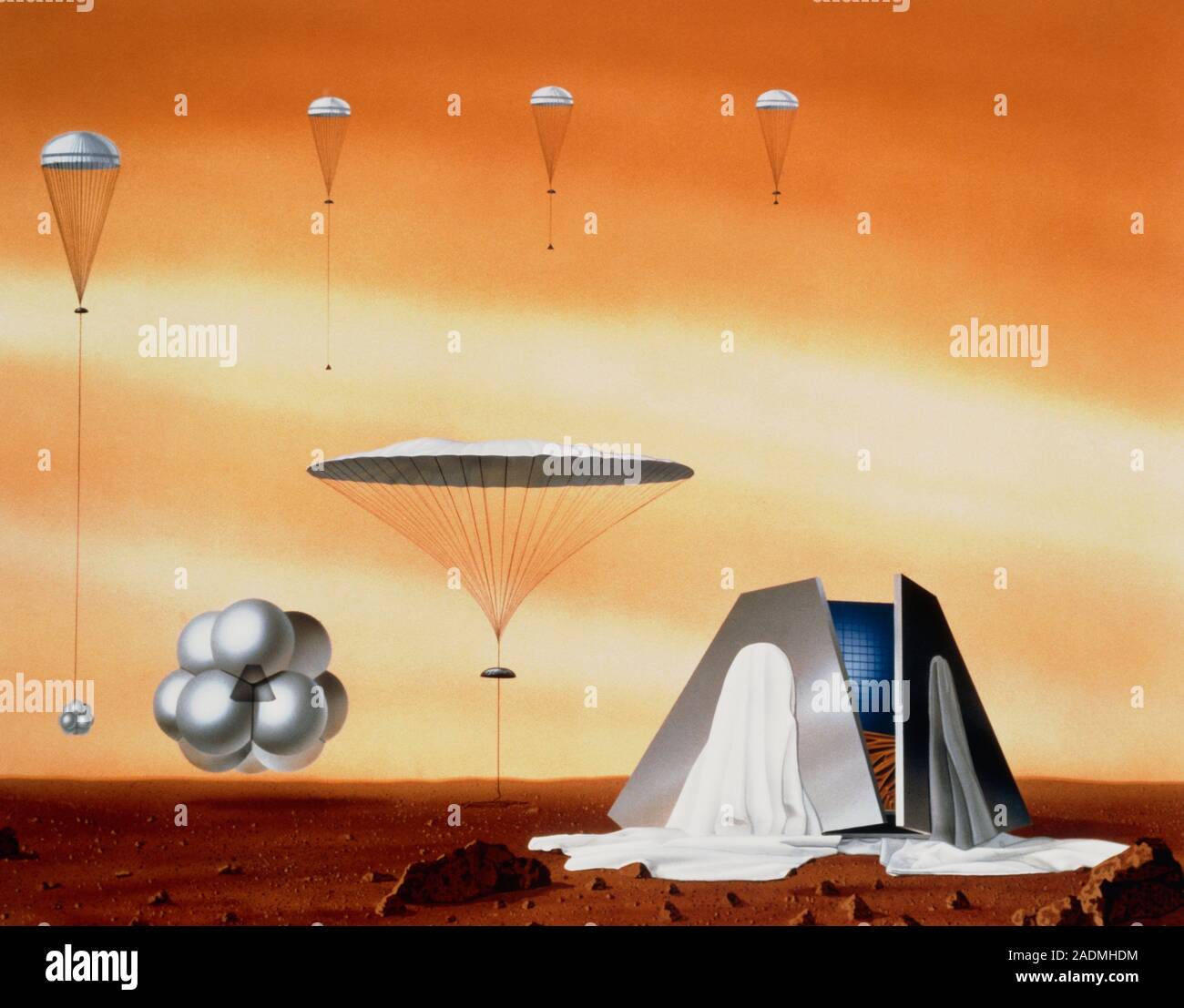 Mars Pathfinder arrival at Mars. Second in a series of three artworks ...