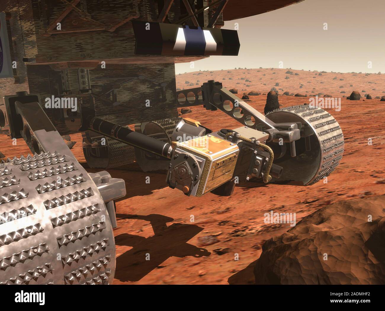 Mars 2003 rover. Computer illustration of the Mars 2003 rover studying ...