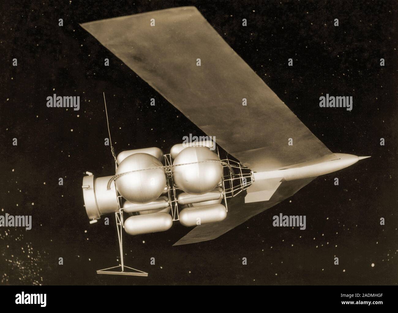 1950s Mars spacecraft design, computer artwork. This is the cargo ship ...