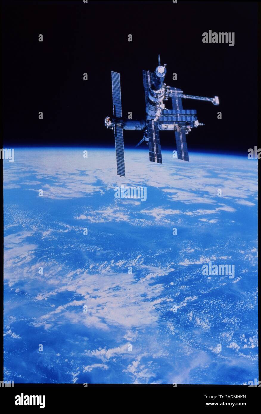 Mir space station. Photograph of the Russian Mir space station in orbit ...