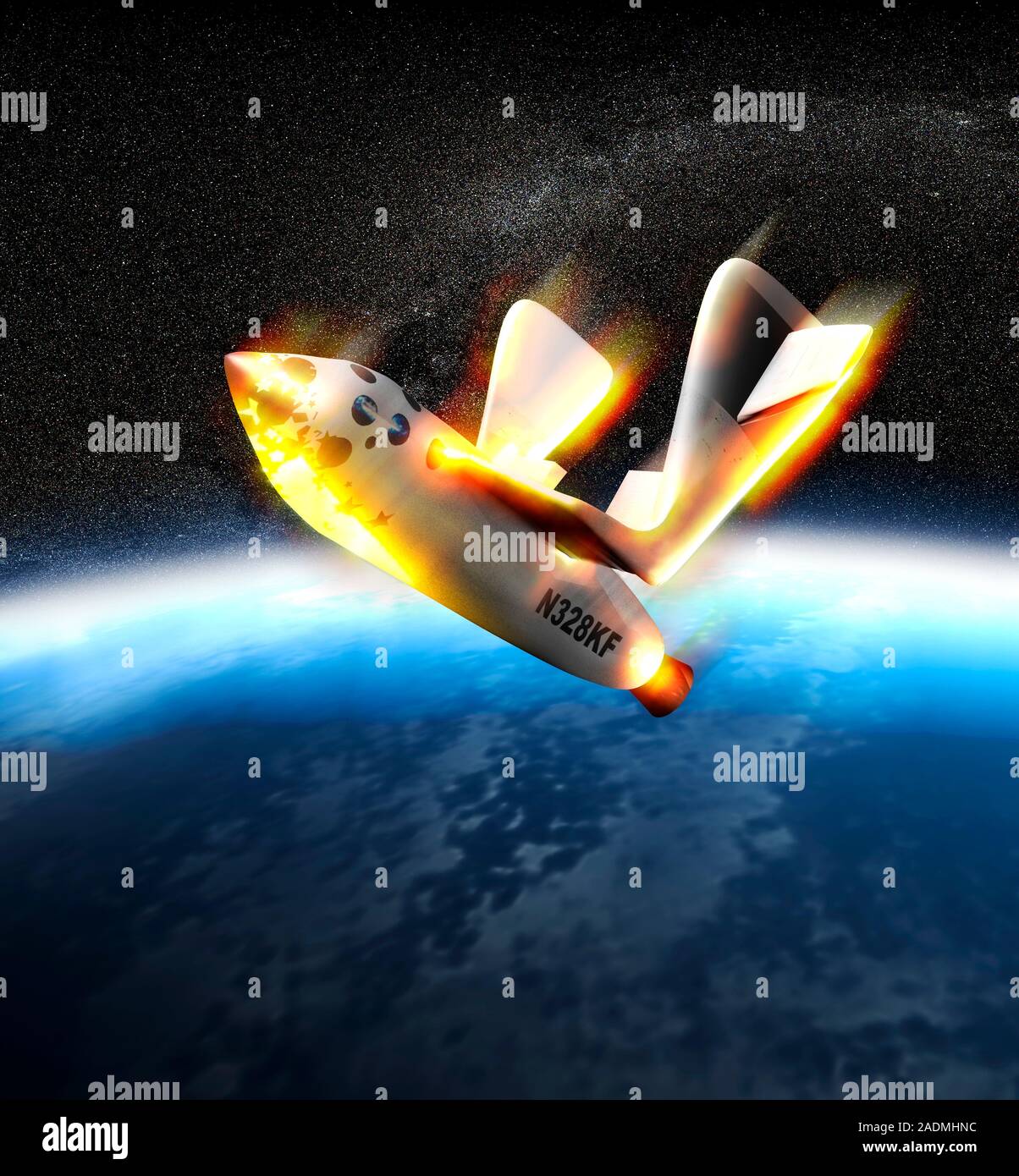 SpaceShipOne private spacecraft. Image 3 of 3. Computer artwork of ...