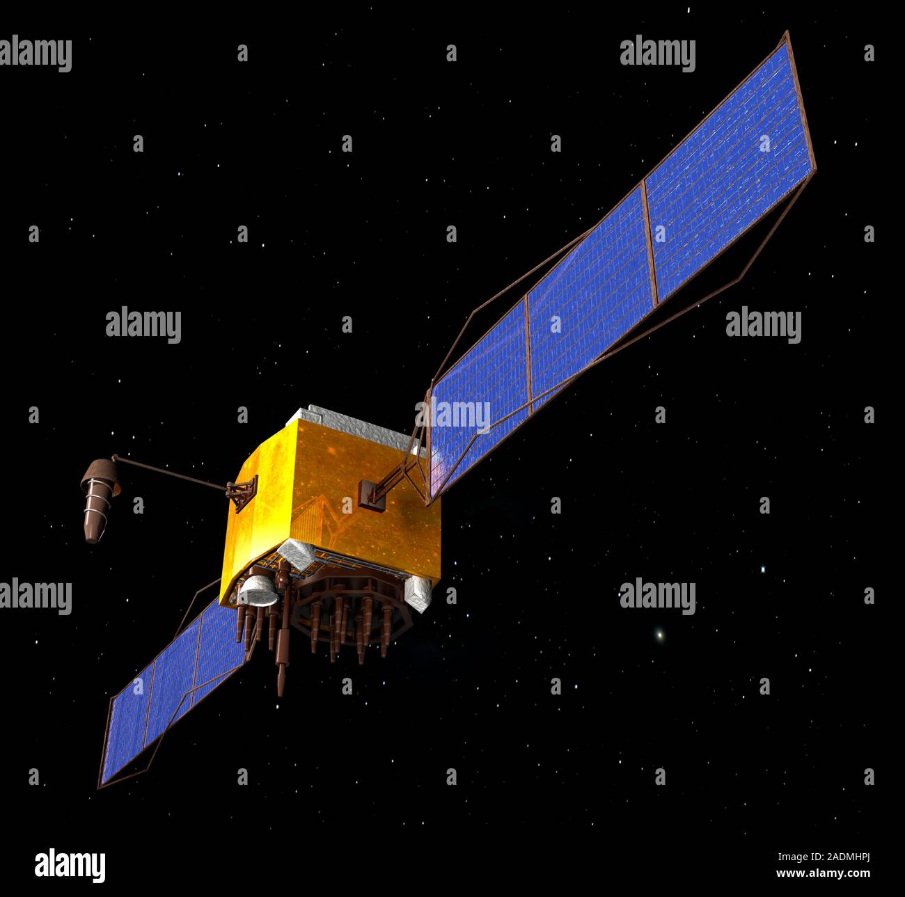 GPS satellite. Computer artwork of a NAVSTAR (navigational signal ...