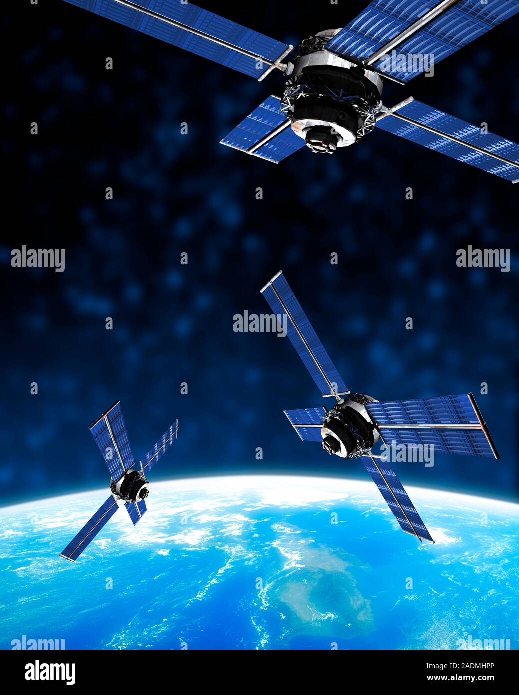 Satellites orbiting Earth, computer artwork Stock Photo - Alamy
