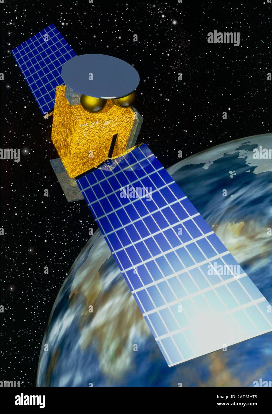 Communications satellite. Computer illustration of a communications ...