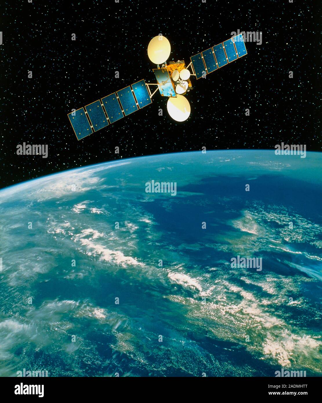 Communications satellite. Composite artwork of a communications ...