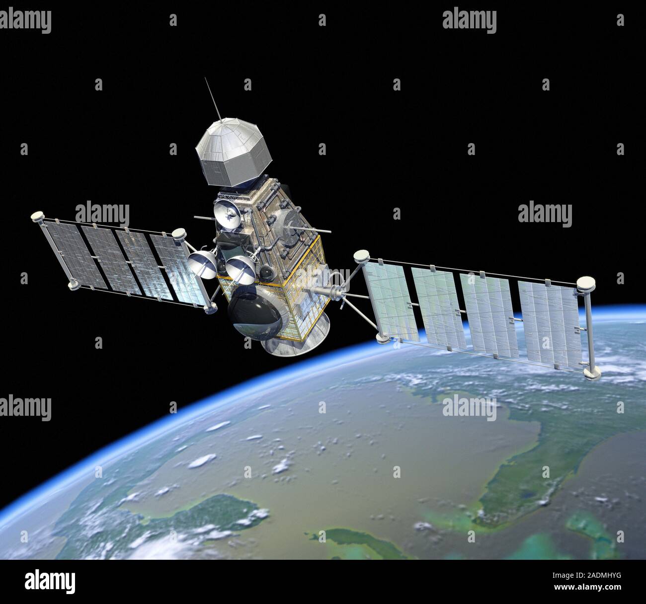 Military satellite. Computer artwork of a military satellite orbiting ...