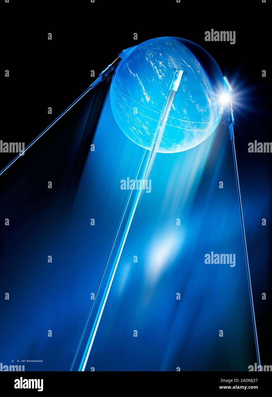 Sputnik 1. Computer artwork of Sputnik 1, the world's first artificial ...