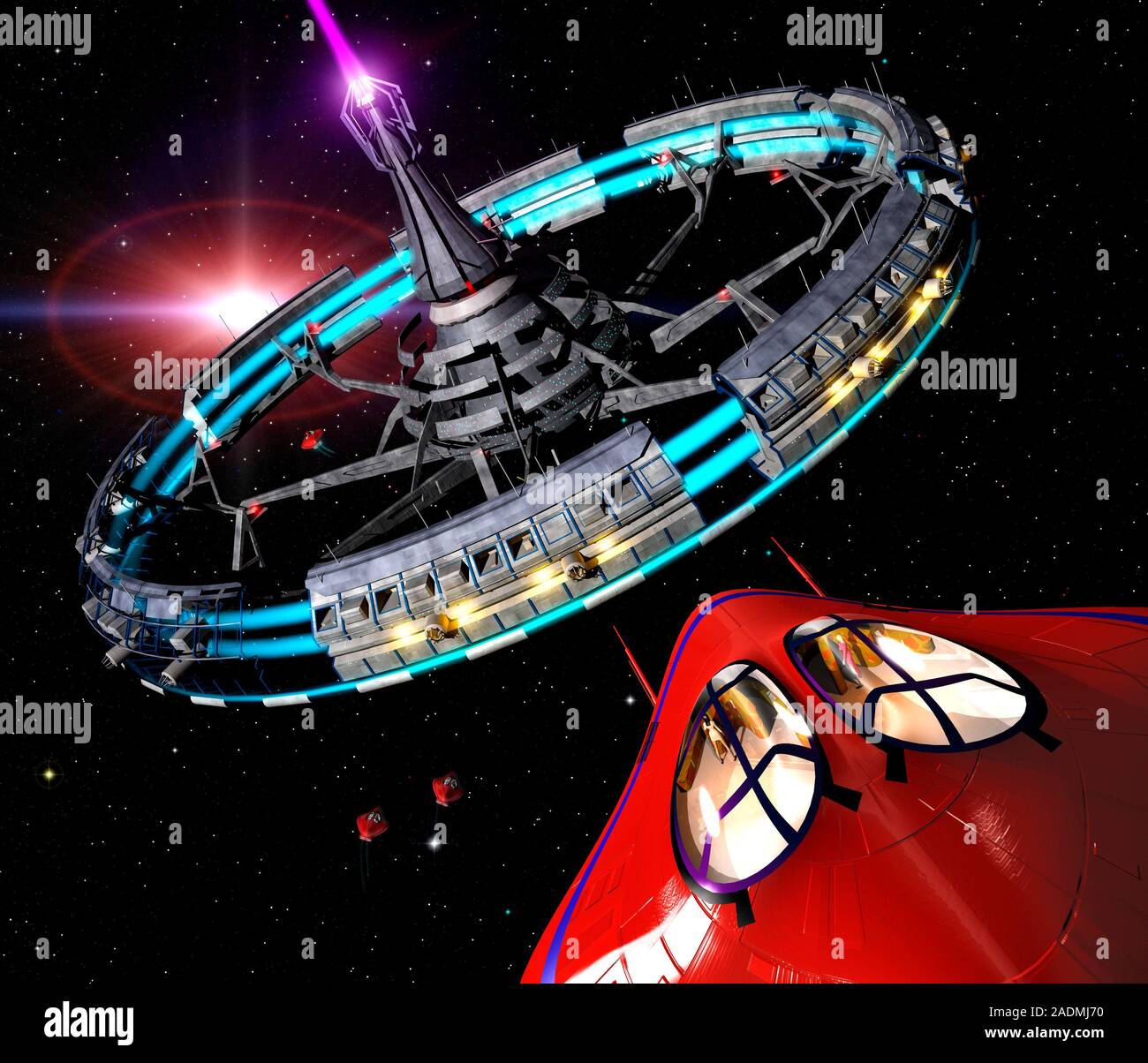 Space station. Computer artwork of a futuristic space shuttle ...