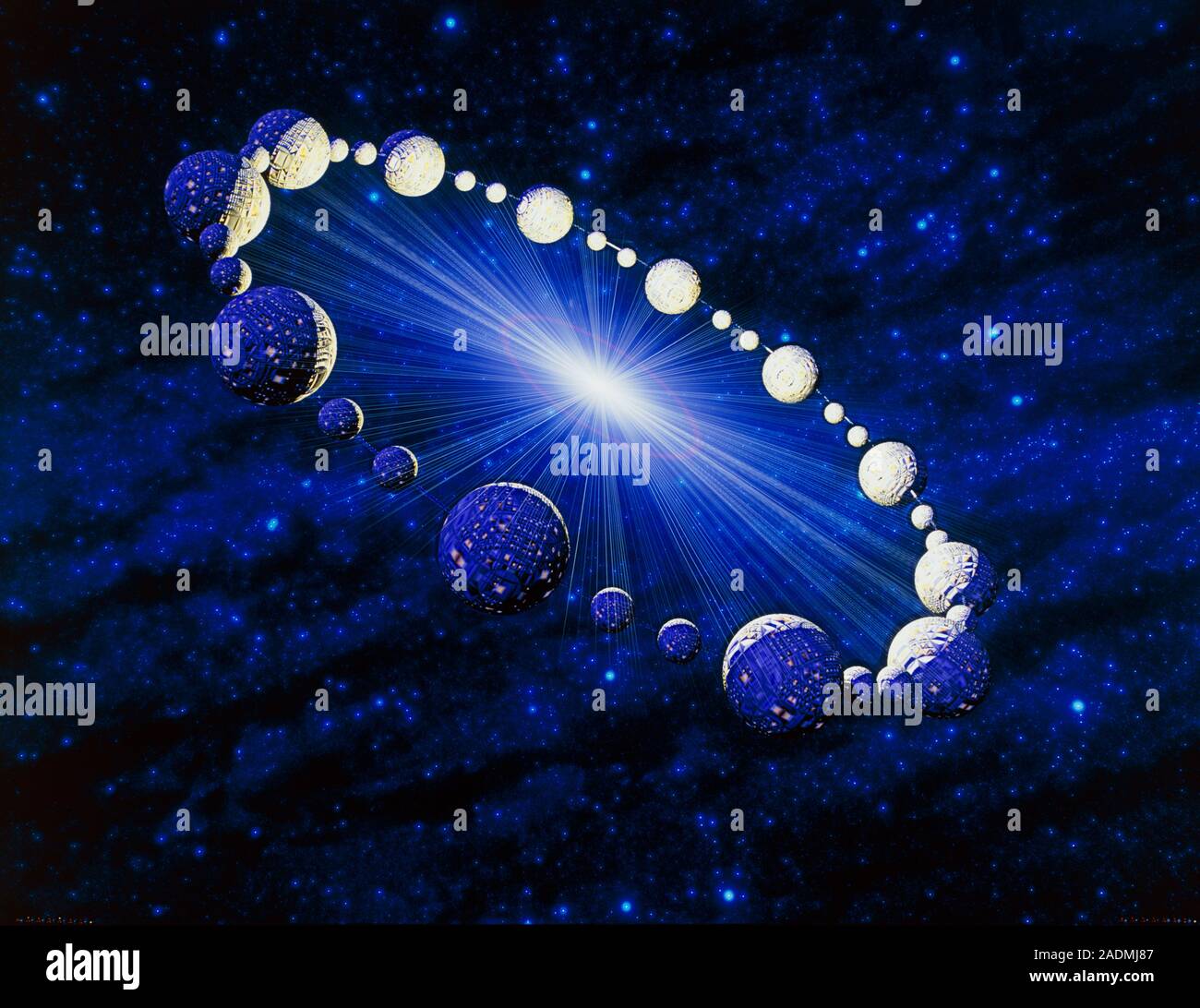 Space station artwork. It is formed of a ring of huge spheres linked by ...