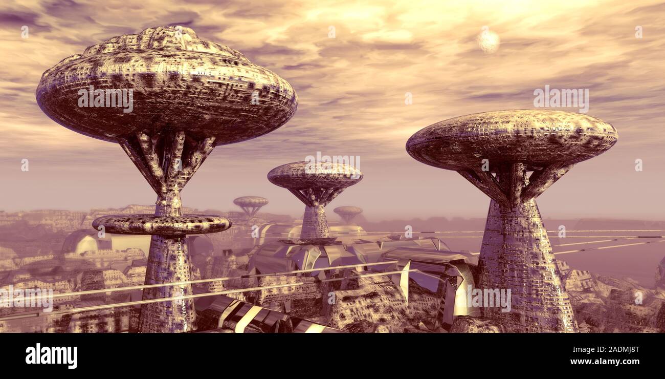 Futuristic city, computer artwork Stock Photo - Alamy