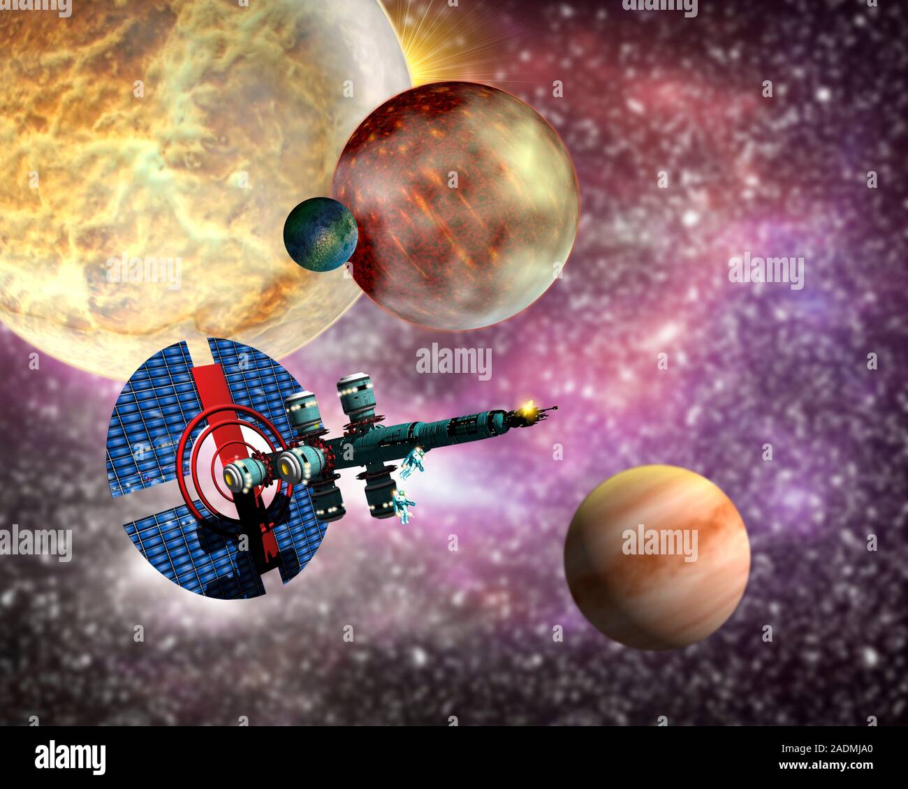 Space station. Computer artwork of a hypothetical space station ...