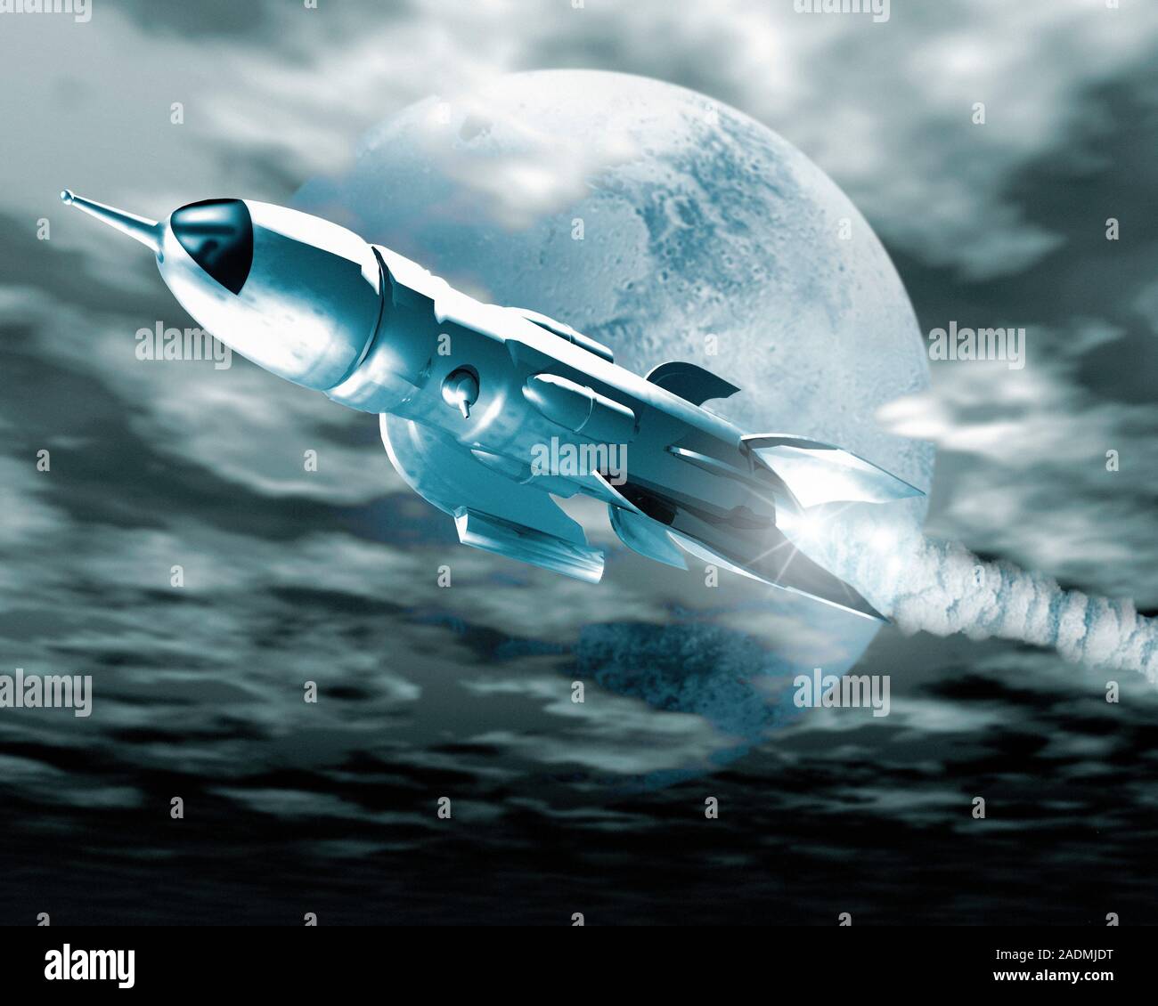 Spaceship. Computer artwork of a 1930's style spaceship Stock Photo - Alamy