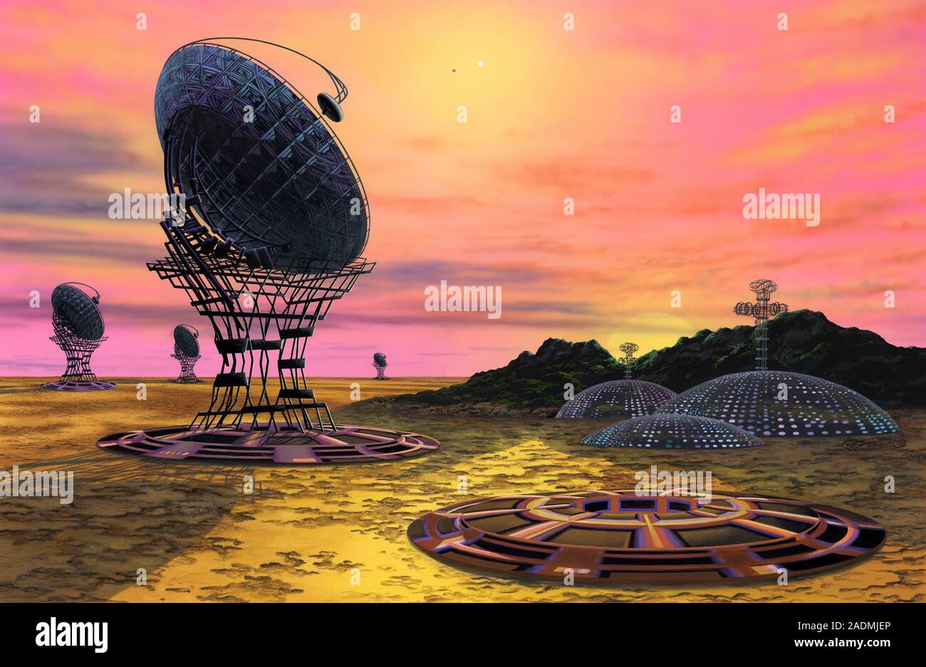 Alien communication. Artwork of a hypothetical alien communication ...