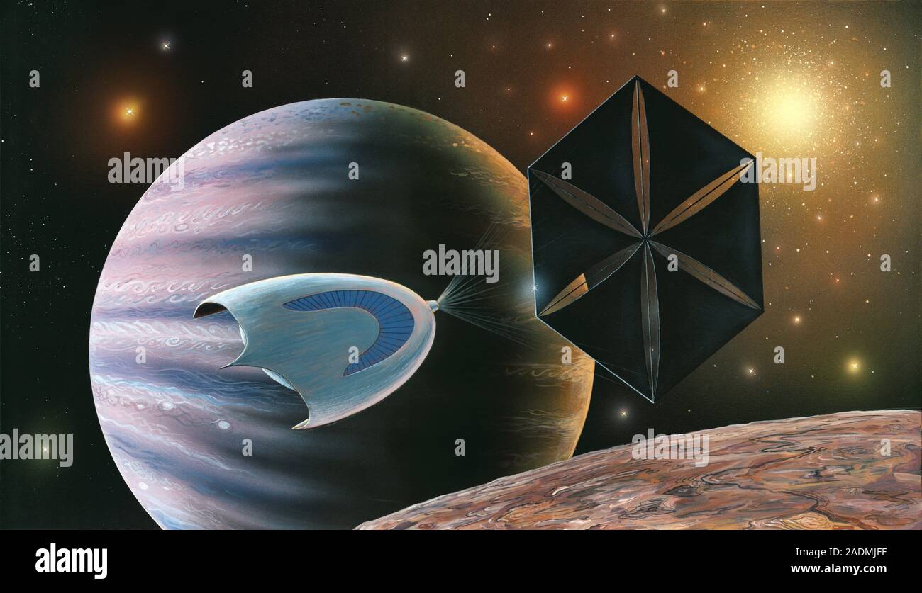 Solar sail spaceship. Artwork of a solar sail spaceship passing the ...
