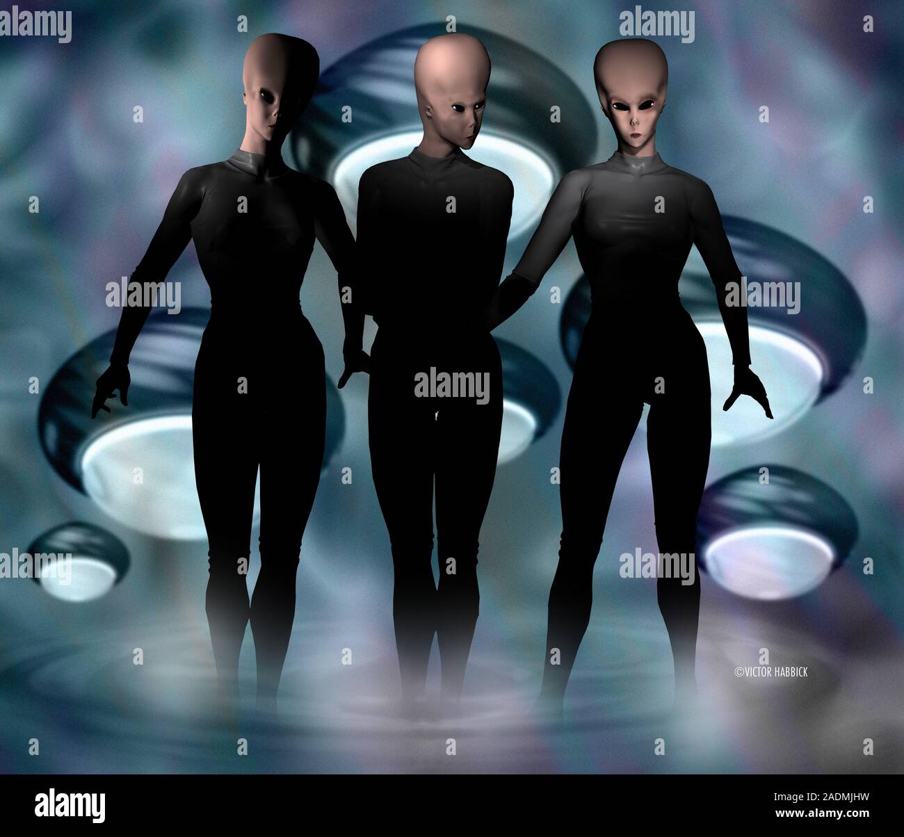 Humanoid aliens, computer artwork Stock Photo - Alamy
