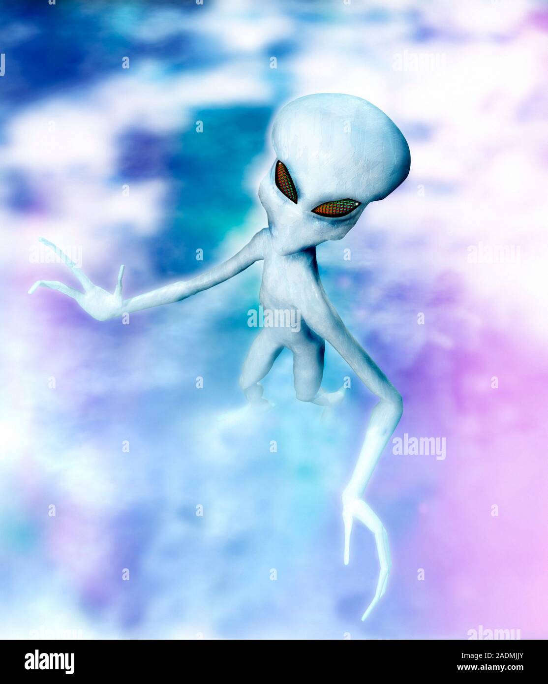 Alien emerging from a mist, computer artwork Stock Photo - Alamy