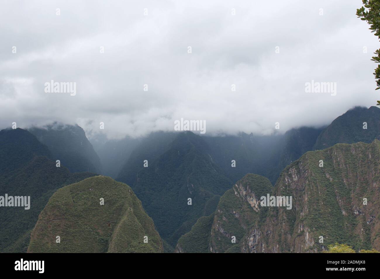 Clouds and mist descending on the Vilcabamba mountain range viewed from ...