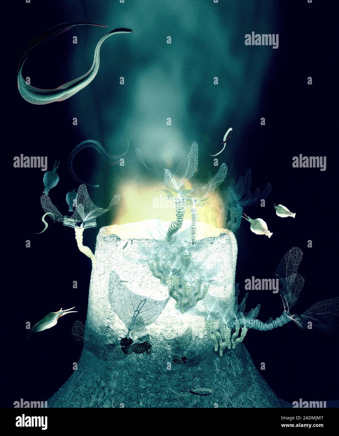 Deep ocean aliens. Artwork of alien life forms adapted to survive on a ...