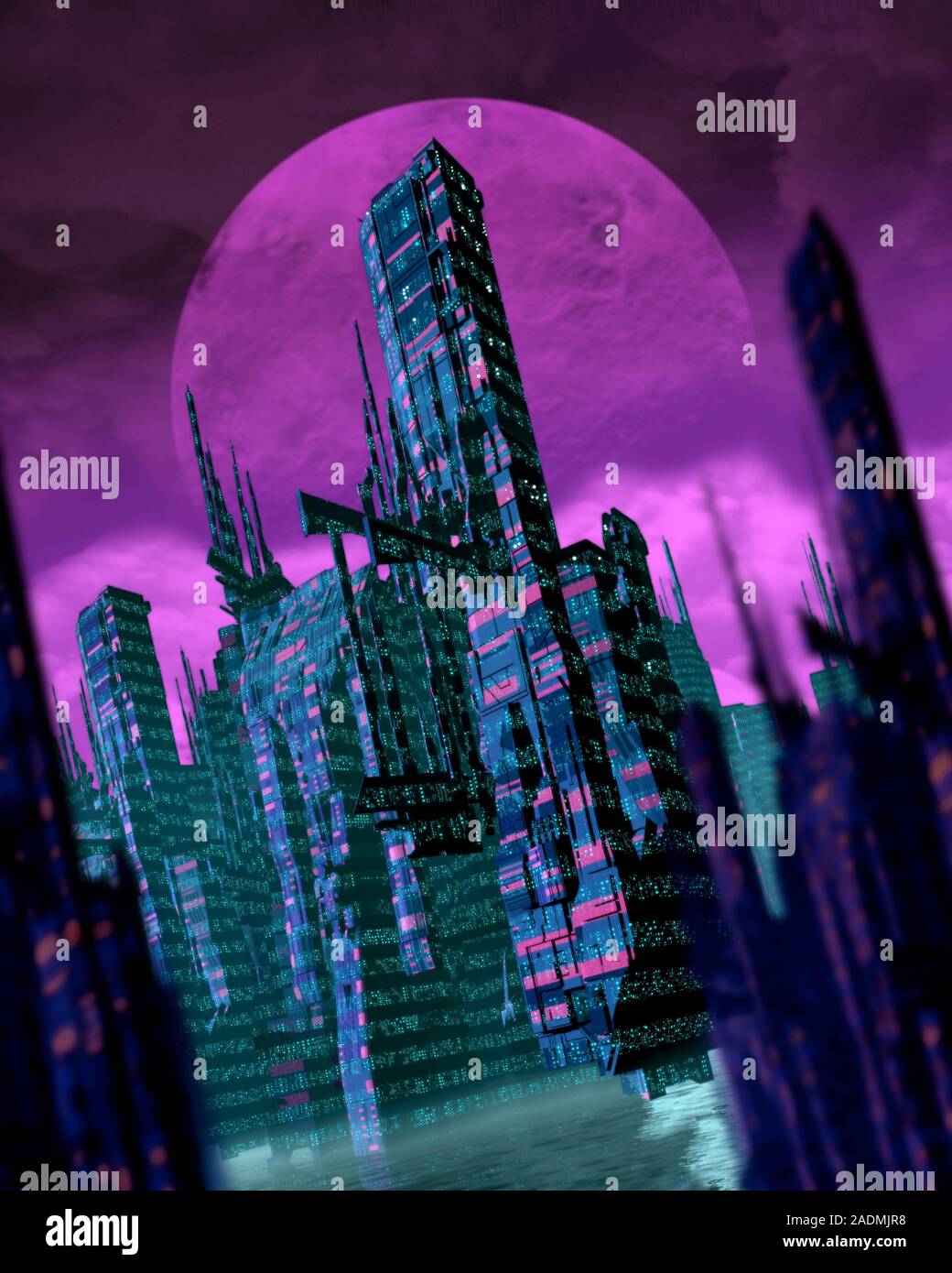 Alien civilisation. Computer artwork depicting a floating building ...