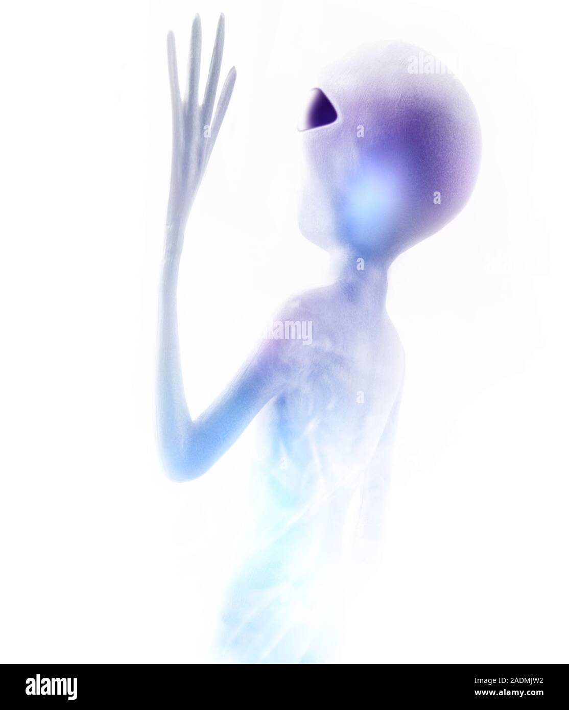 Alien emerging from the mist, computer artwork Stock Photo - Alamy