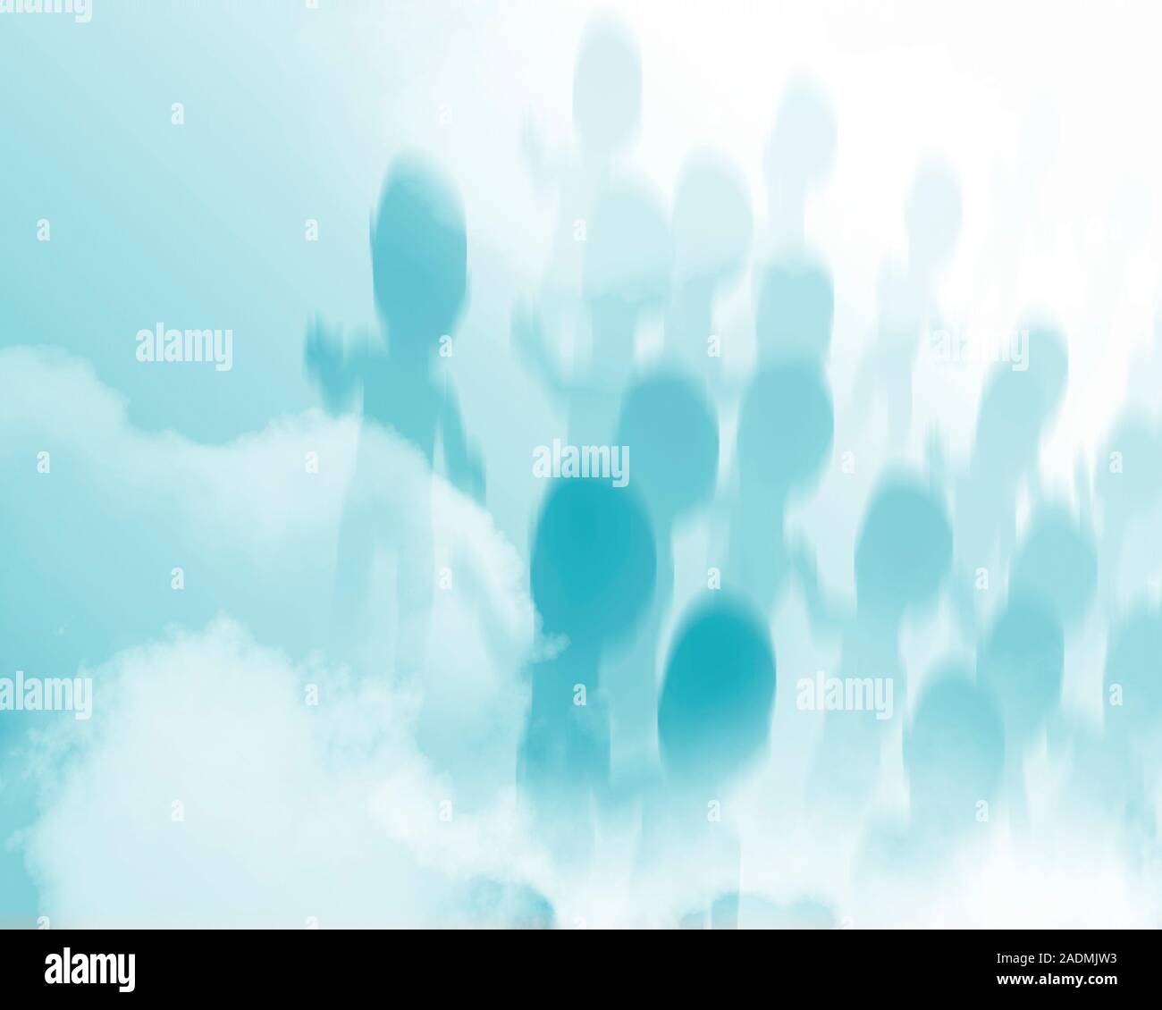 Aliens emerging from the mist, computer artwork Stock Photo - Alamy
