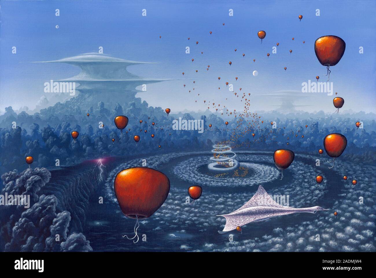 Alien life forms. Artwork of alien life forms in the atmosphere of a ...