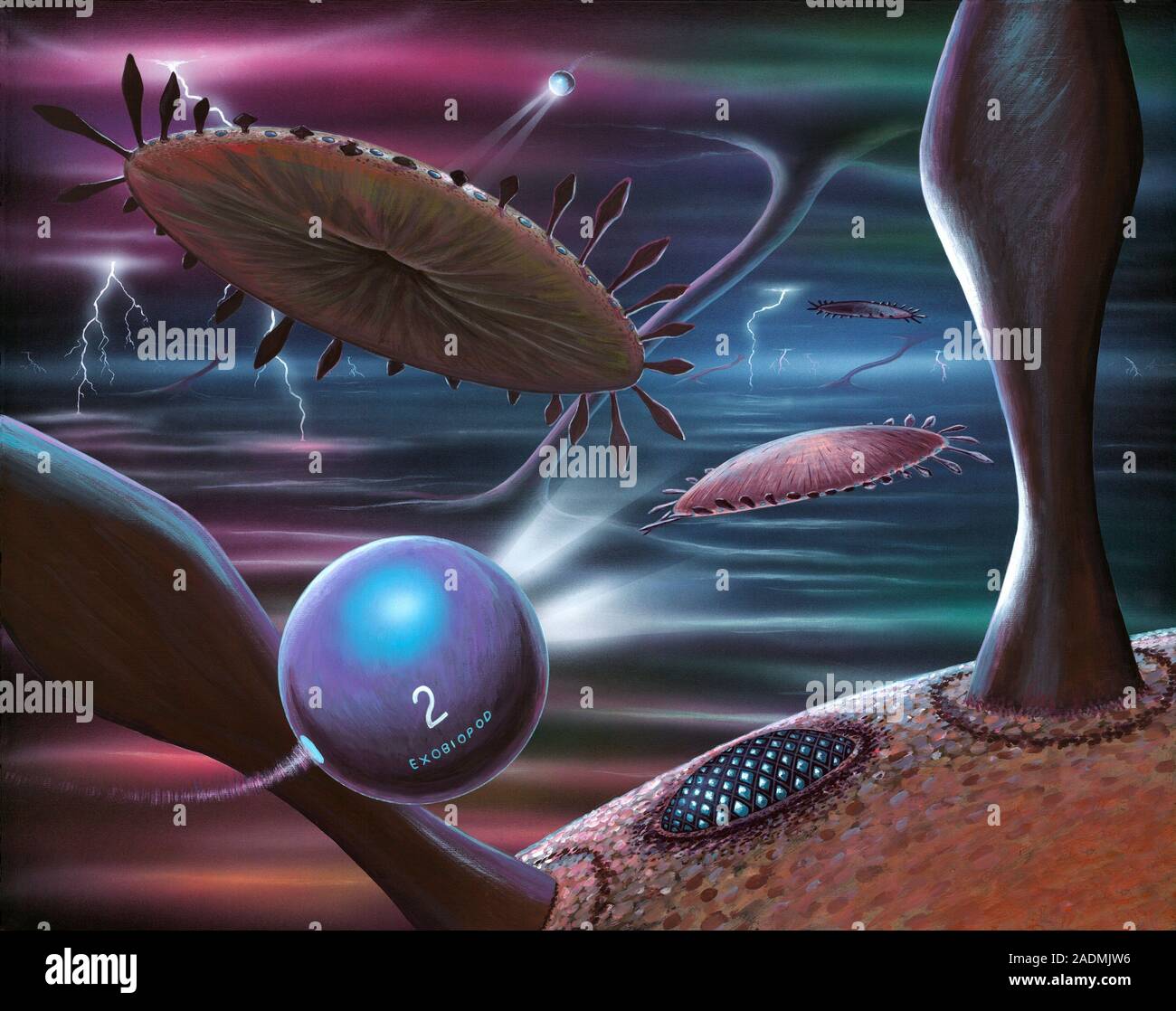 Alien life forms. Artwork of alien life forms in the atmosphere of a ...