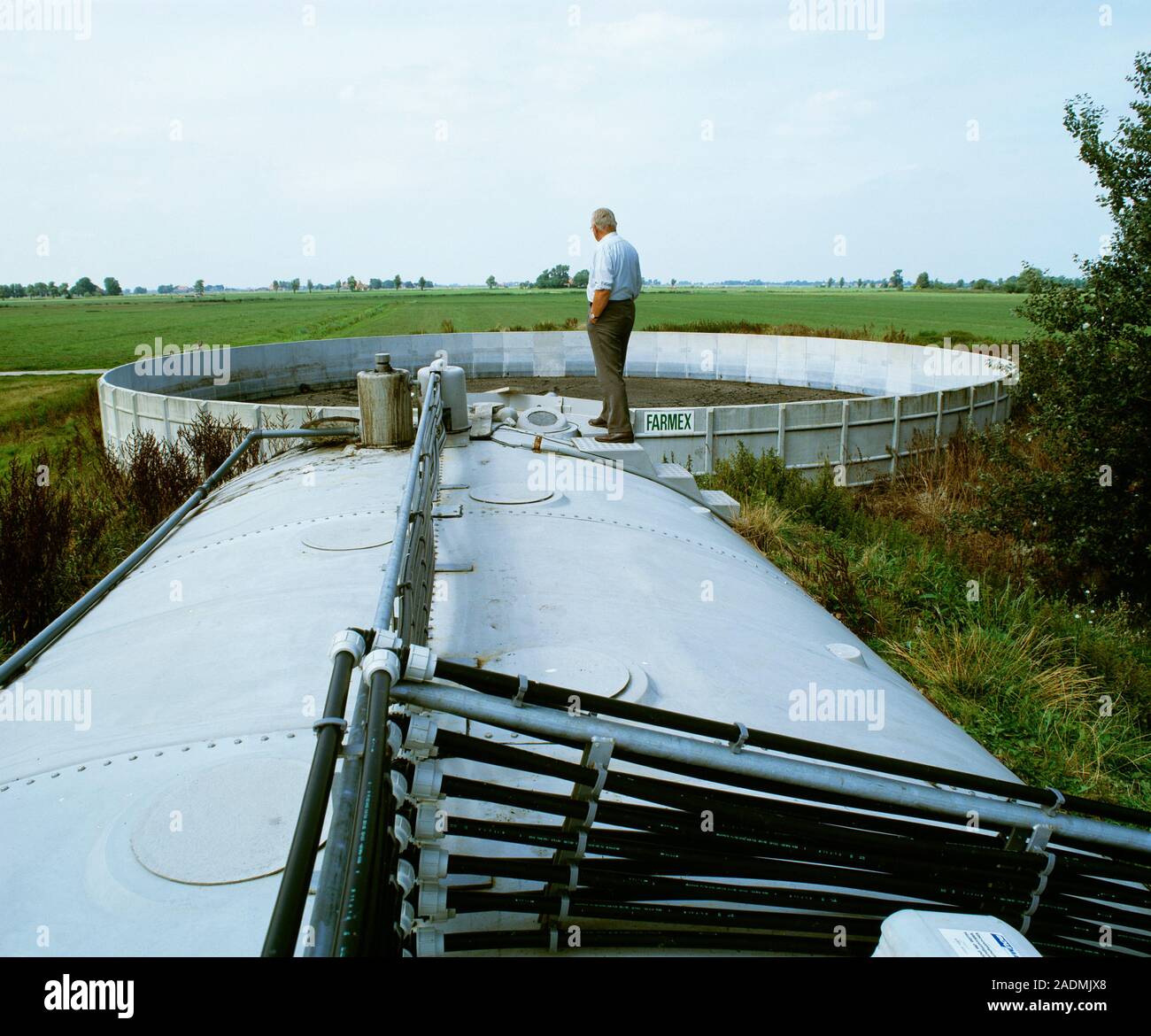Biogas reactor. This reactor unit makes biogas fuel from manure in a ...
