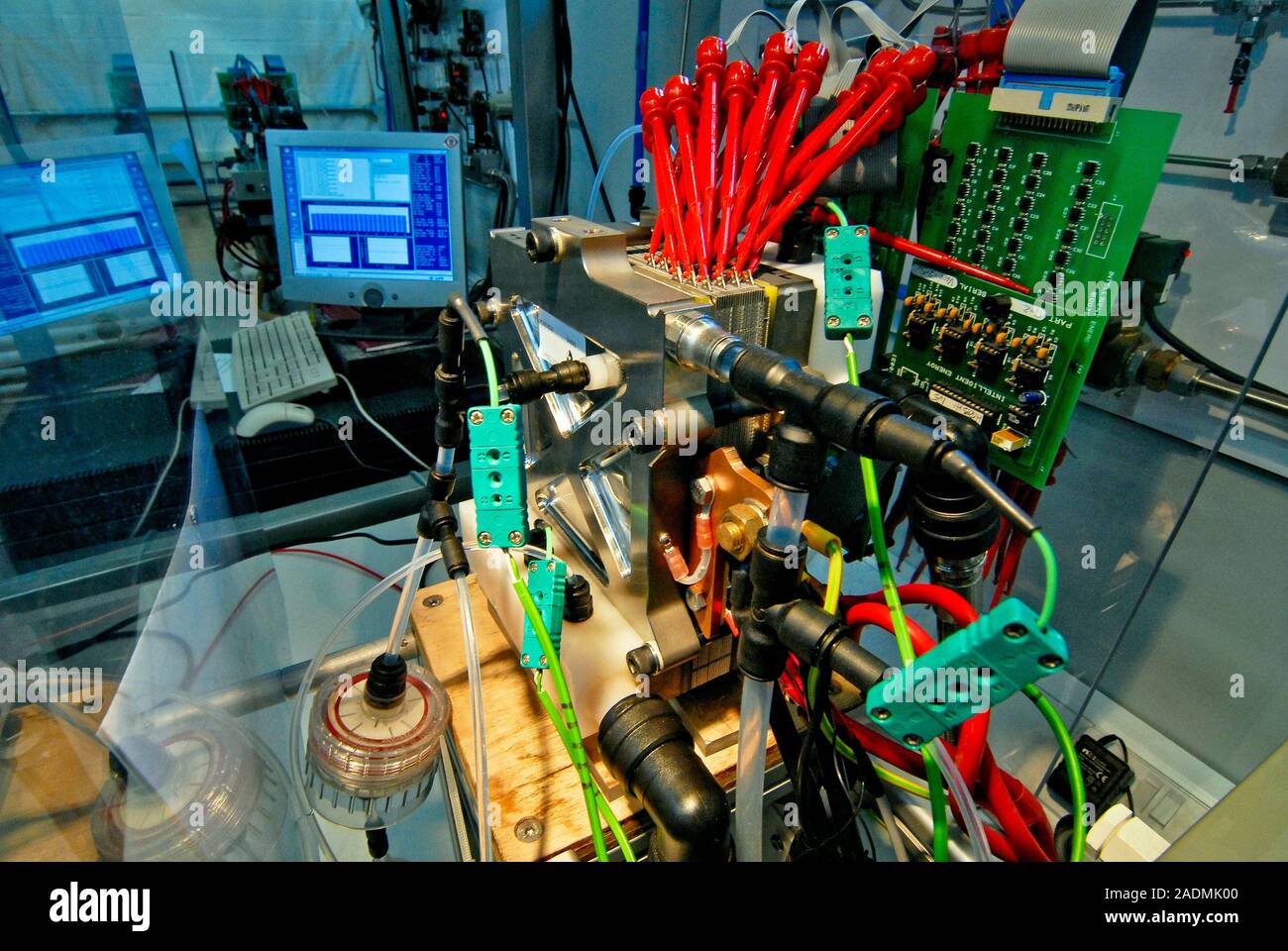 Hydrogen fuel cell research. The hydrogen fuel cell is the metal box at ...