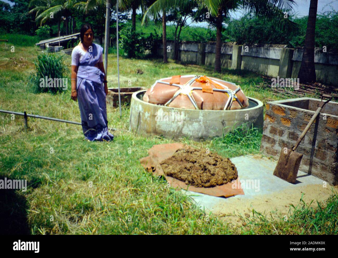 Small-scale biogas digester under evaluation at a research centre near ...