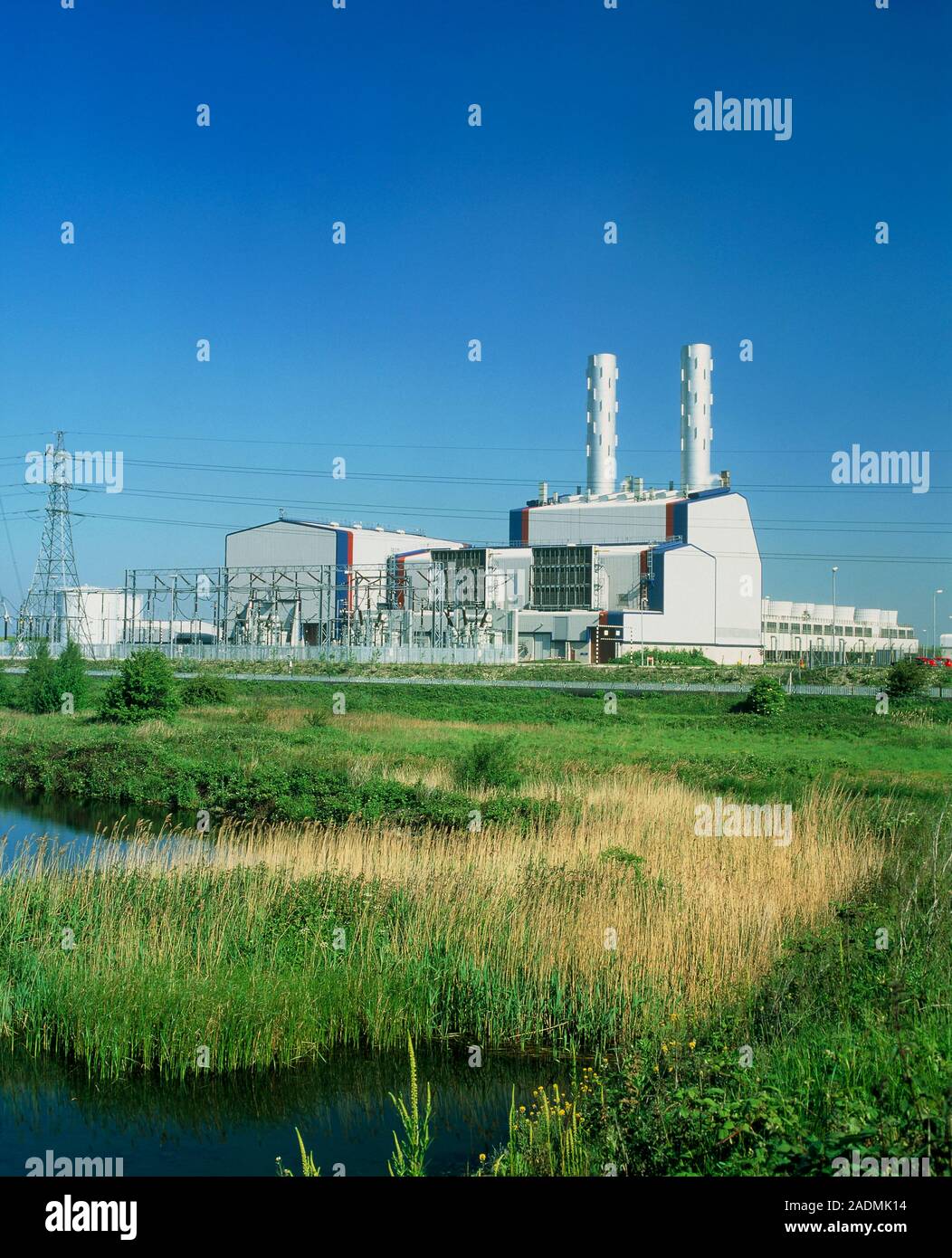 Gas power station. View of the Deeside gas-fired power station in North ...