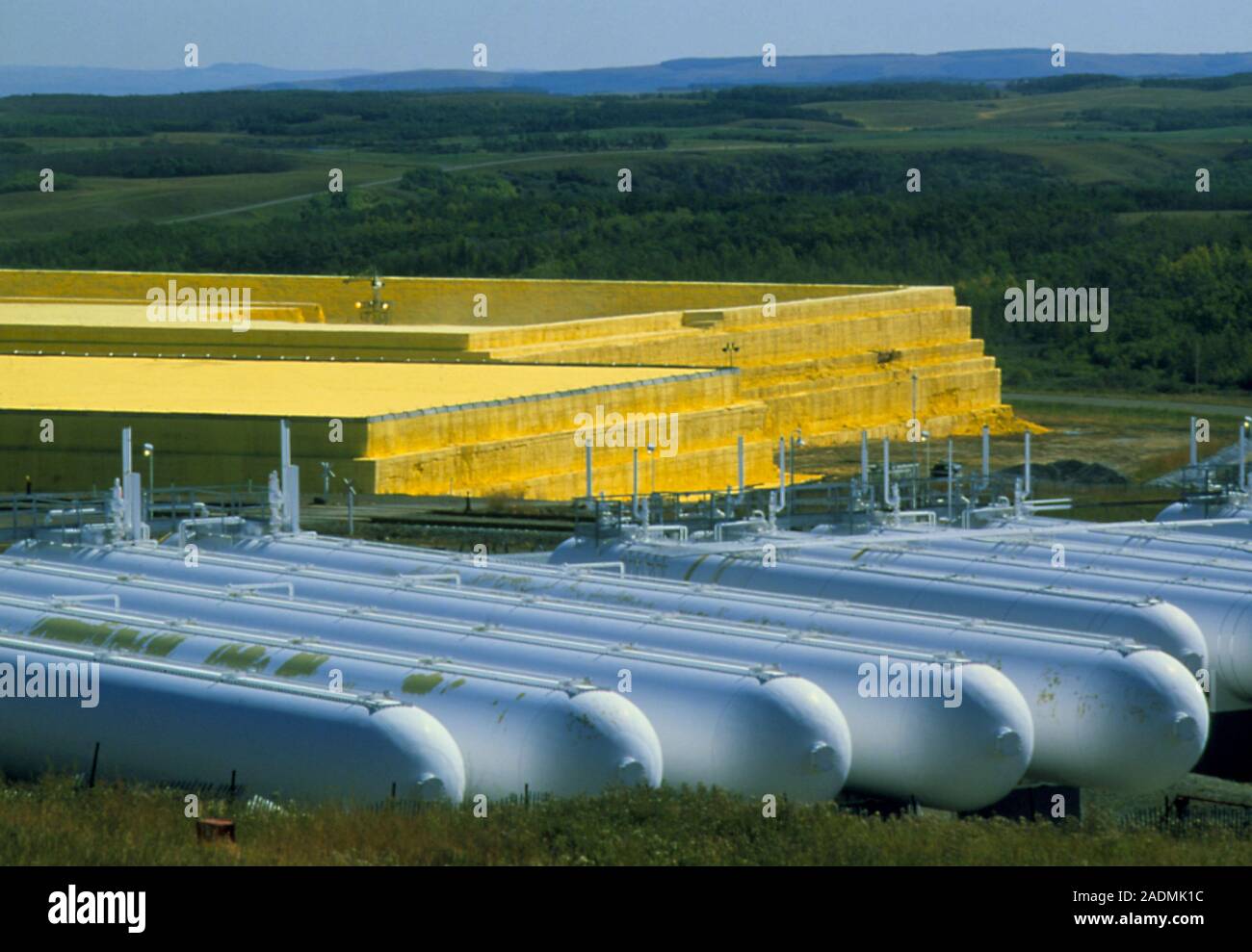 Natural gas storage. Several cylindrical tanks used to store treated ...