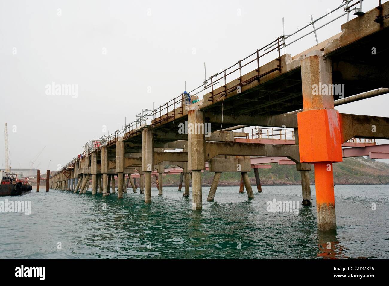 Jetty at liquefied natural gas terminal. An old jetty at a gas terminal ...