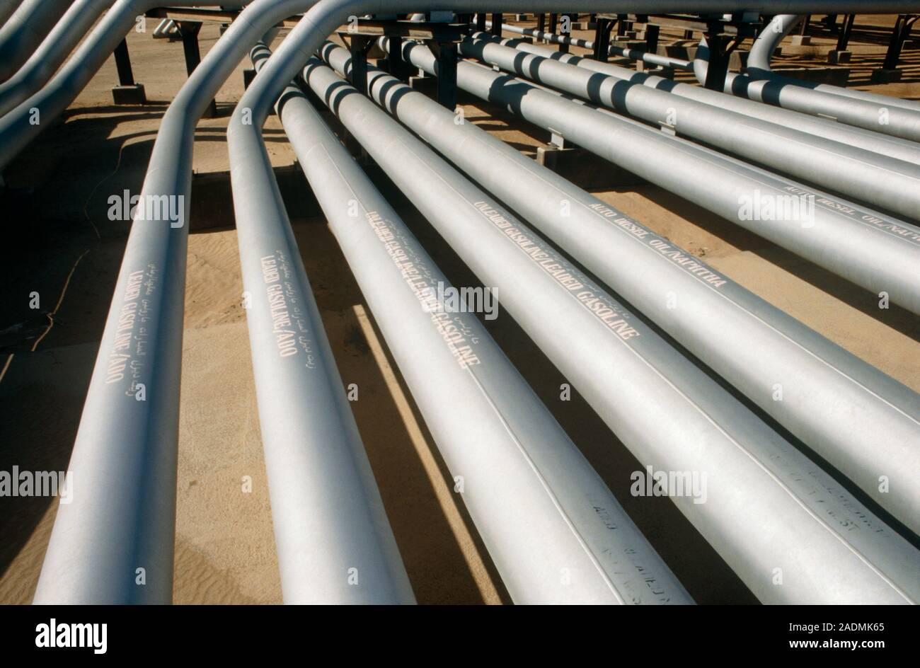 Steel pipes carrying various products from an oil refinery at Yanbu ...