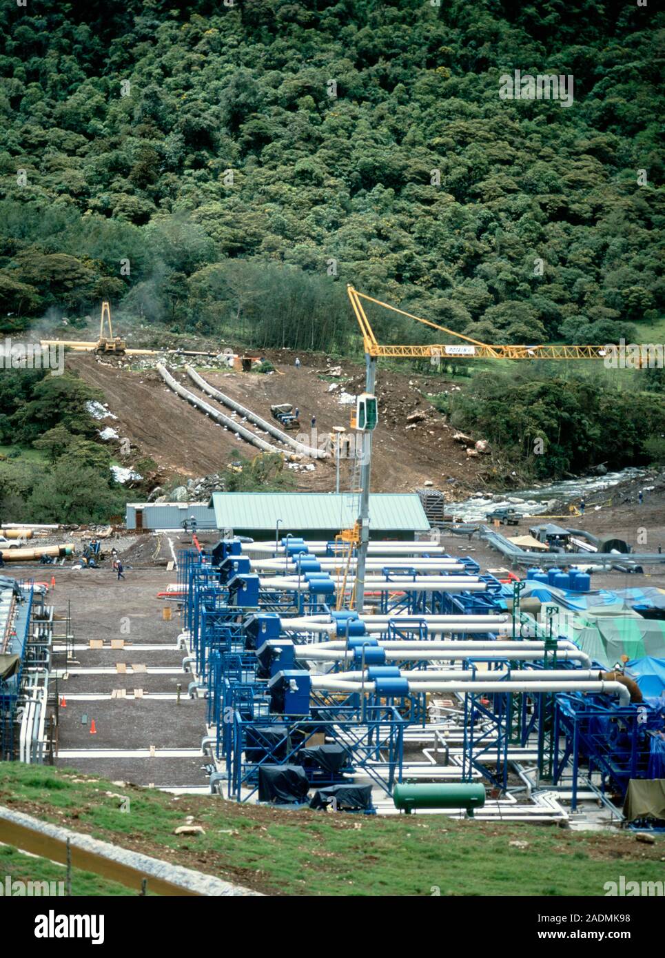 Oil pumping station under construction for a new pipeline. The ...