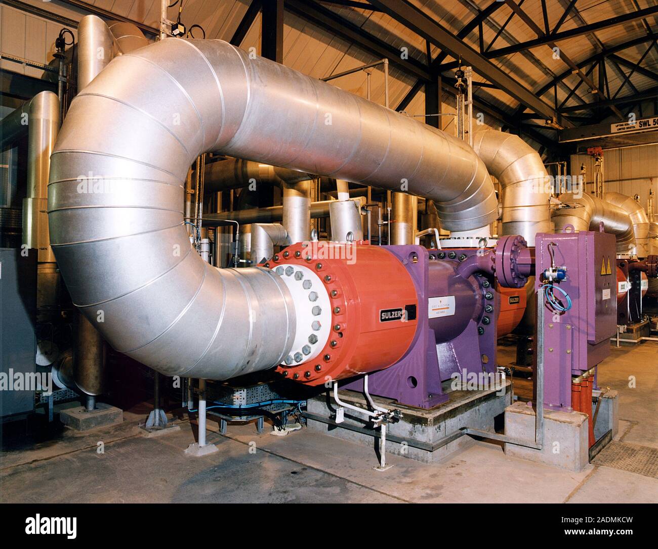 Oil refinery equipment. Gas compressor at an oil refinery. Gas ...