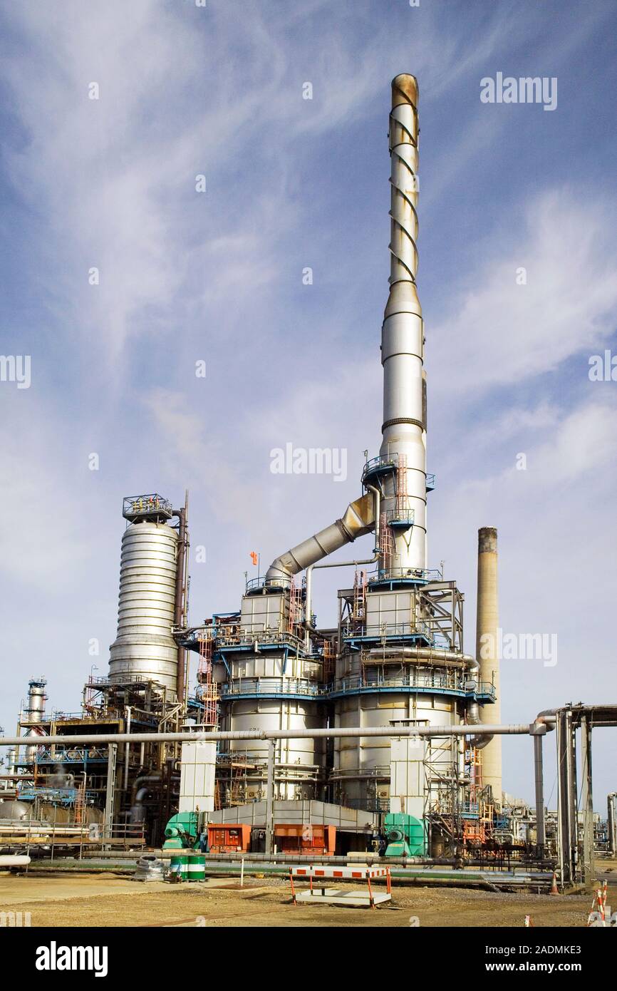 Oil refinery. This is the furnace where crude oil is heated to 470 ...