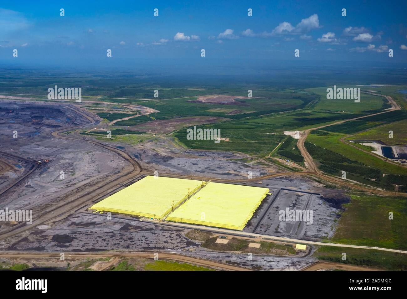 Sulphur extracted from oil. Aerial photograph of stores of sulphur ...