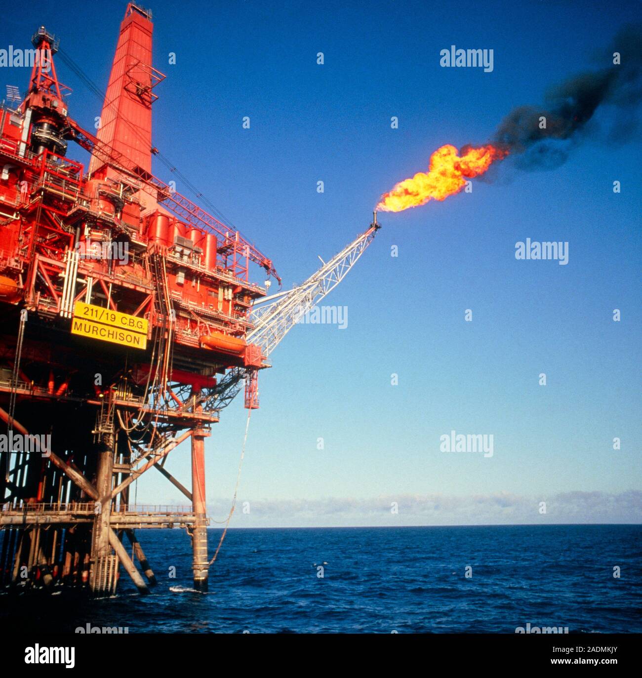 Murchison platform, production rig in the North Sea showing drilling ...
